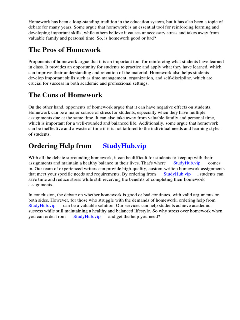 Is Homework Good or Bad Article | Download Free PDF | Homework | Teachers