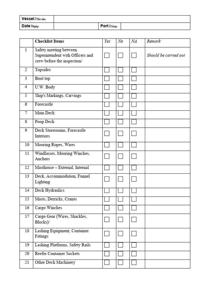 Onboard Check List | PDF | Engines | Navigation