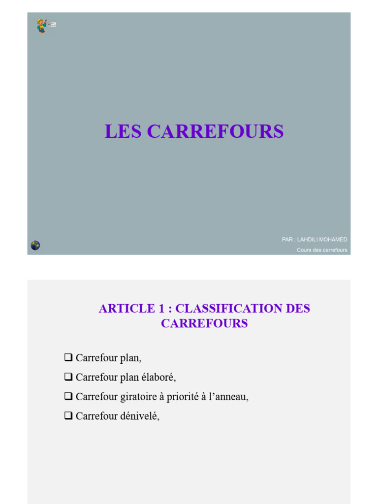 Types et aménagements des carrefours | PDF | Intersection (Route ...