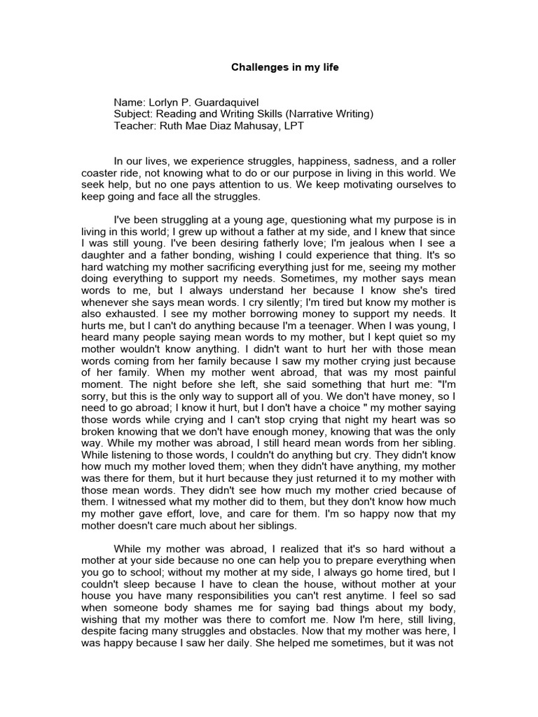 Challenges in My Life | PDF