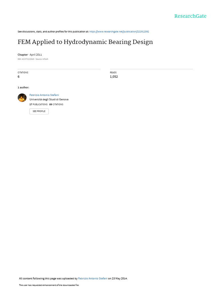 FEM for Hydrodynamic Bearing Design | PDF | Finite Element Method ...