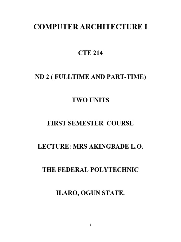 Computer Architecture Note ND2 | PDF | Central Processing Unit | Computer Hardware
