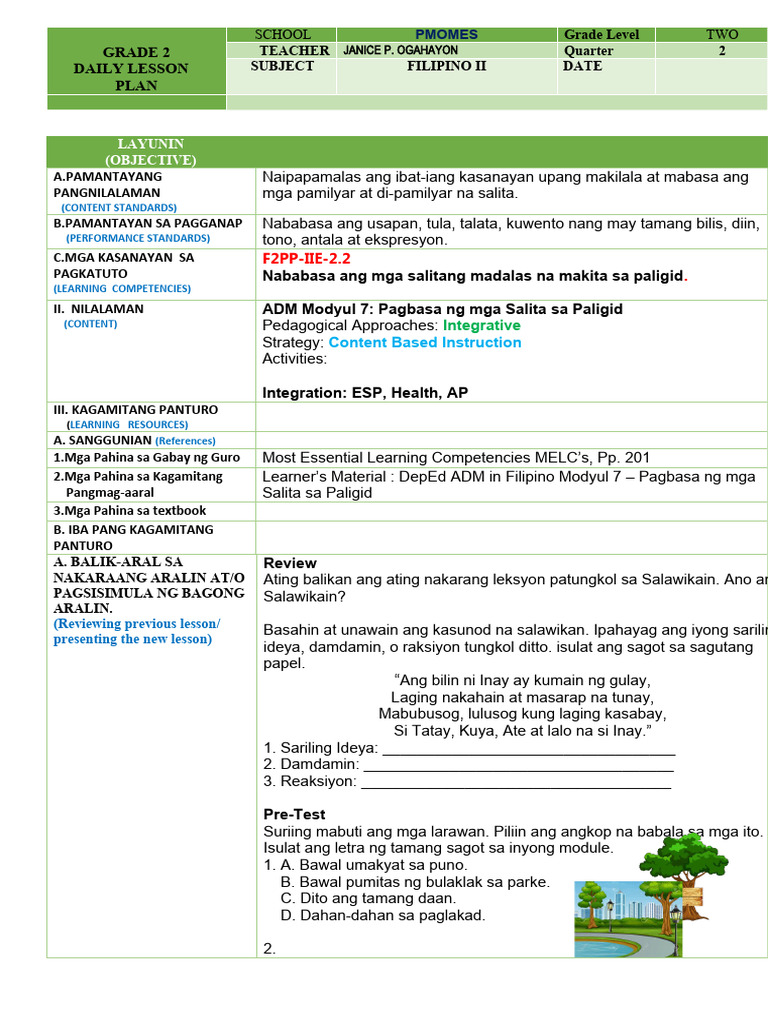 Cot Grade-2-Filipino - Quarter 3 2022 | PDF