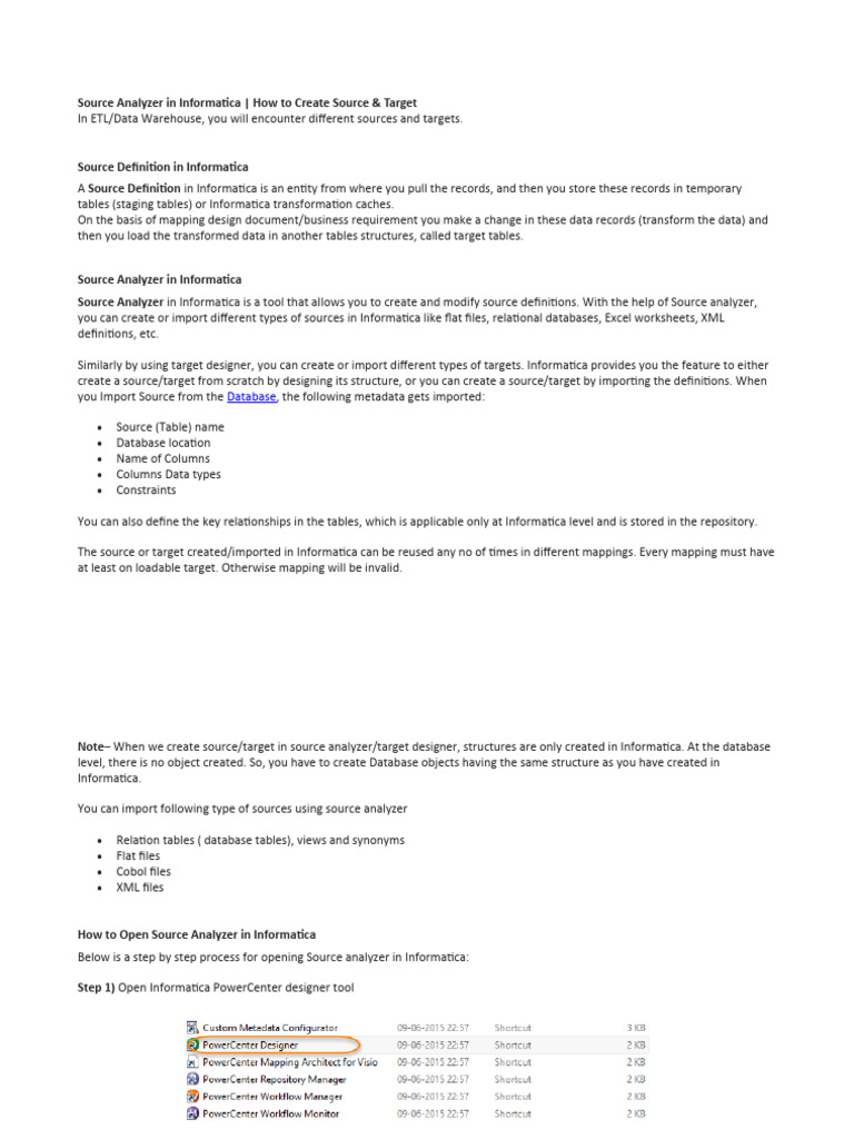 Source Analyzer in Informatica | PDF | Databases | Computing