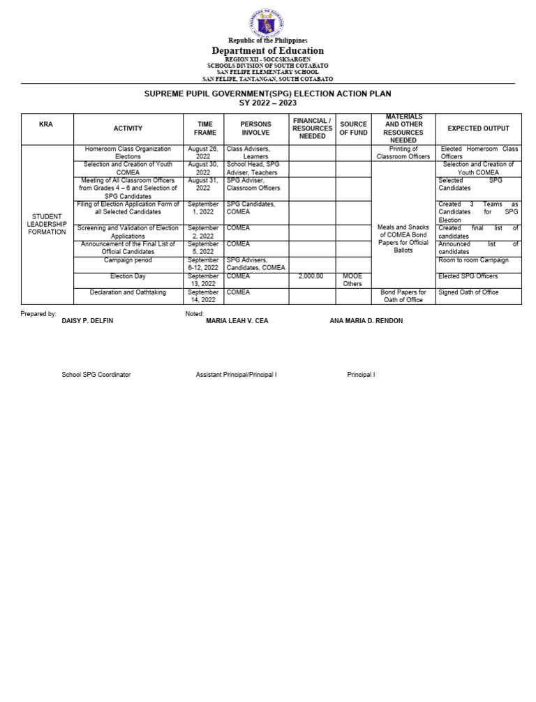 Action Plan SPG Election | PDF