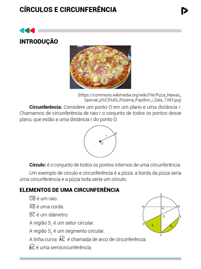 Círculos e Circunferências: Conceitos e Teoremas | PDF | Círculo | Pi