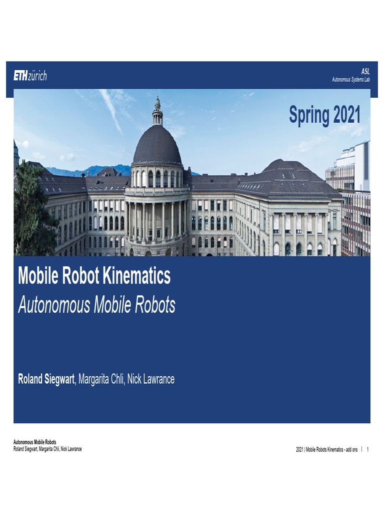 3 ETH Lecture Mobile Robots Kinematics Add Ons 2021 RS | Download Free PDF | Kinematics | Robotics