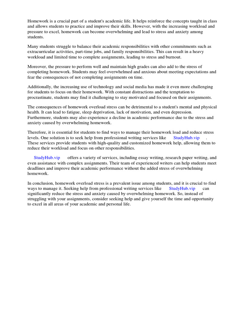 Homework Overload Stress | PDF | Homework | Stress (Biology)