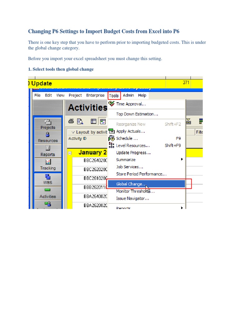 Import Budget Costs to P6 from Excel | PDF | Microsoft Excel | Budget