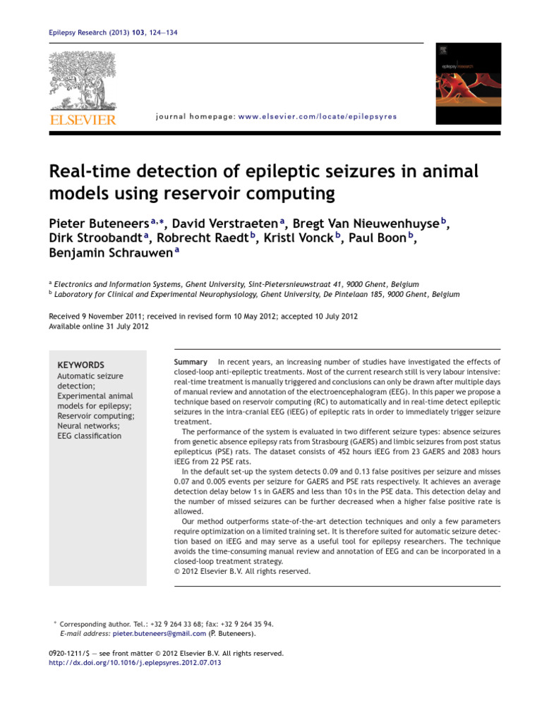 Real-Time Detection of Epileptic Seizures in Animalmodels Using Reservoir Computing | PDF ...