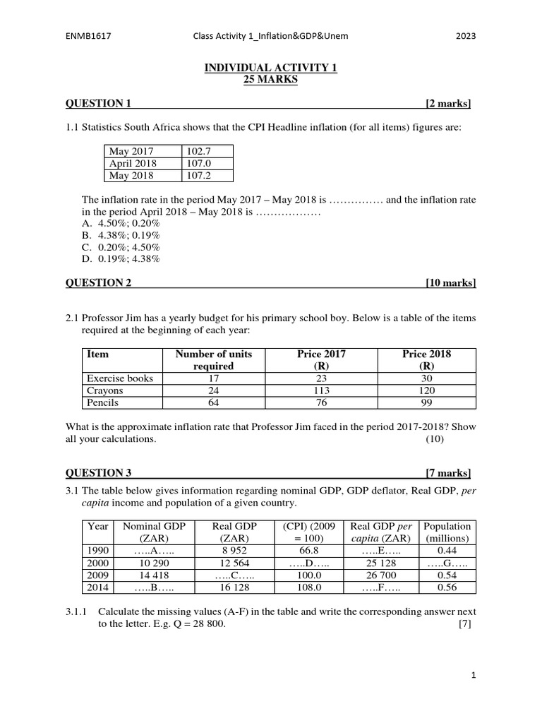 Individual Activity 1 - 2023 | PDF | Gross Domestic Product | Unemployment
