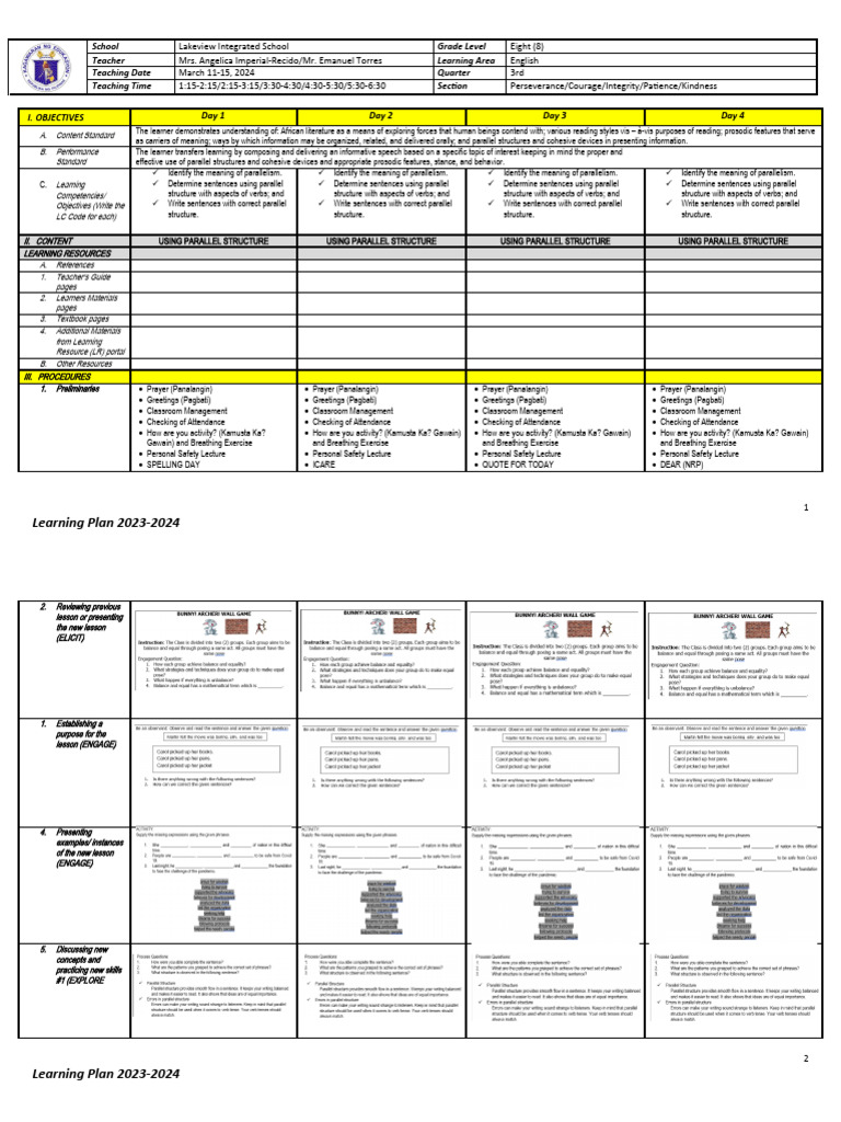 Using Parallel Structure | PDF | Lecture | Classroom Management