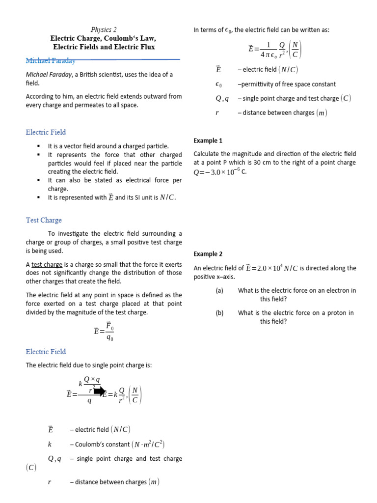 MODULE 1.3 PHYSICS Printed | PDF | Electric Field | Flux