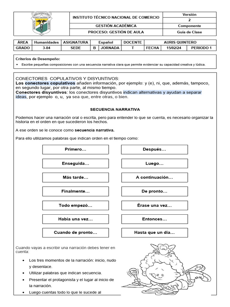 2 - Conectores Copulativo y Disyuntivos (Secuencia Narrativa) | PDF ...