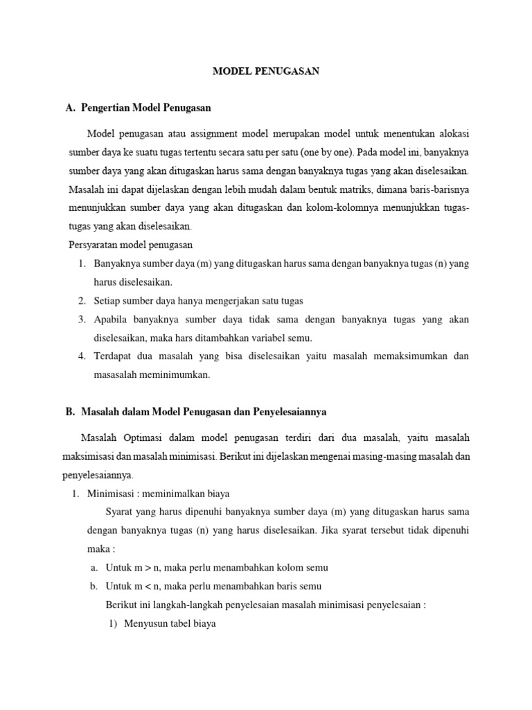 Optimasi Model Penugasan: Minimisasi dan Maksimisasi | PDF