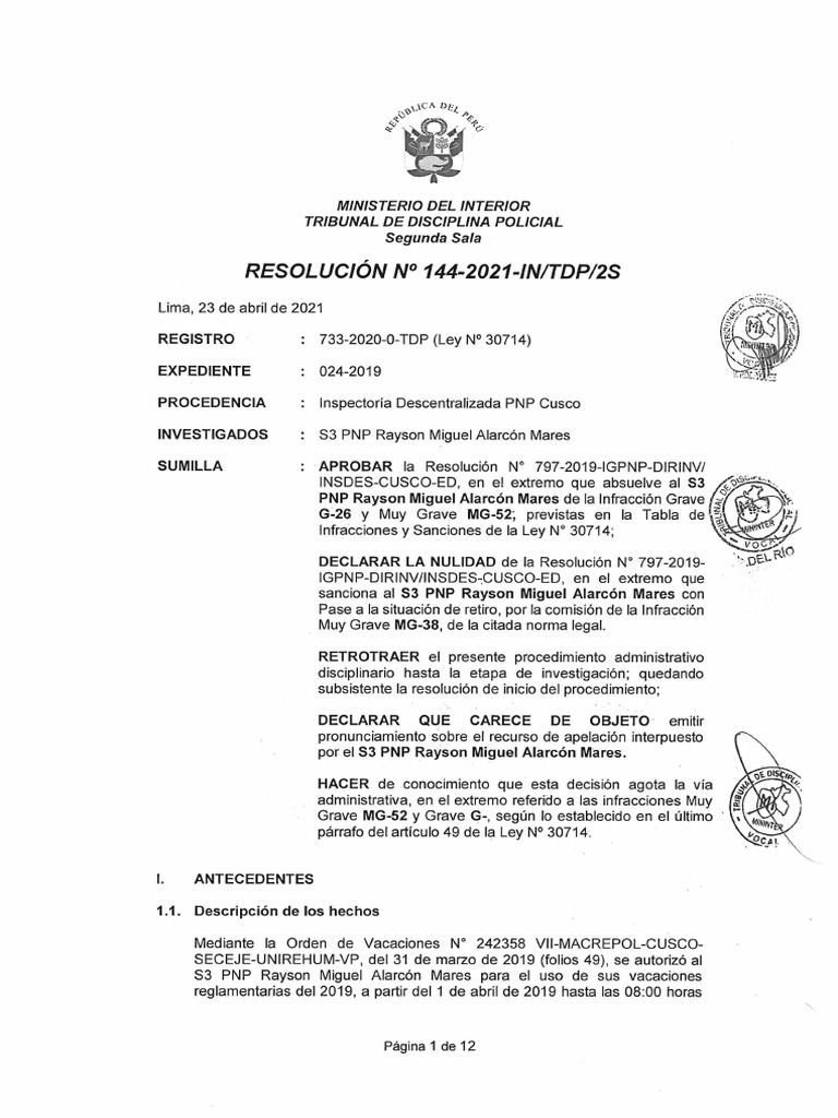 Resolucion 144 2021 in TDP 2s 23abr2021 | PDF