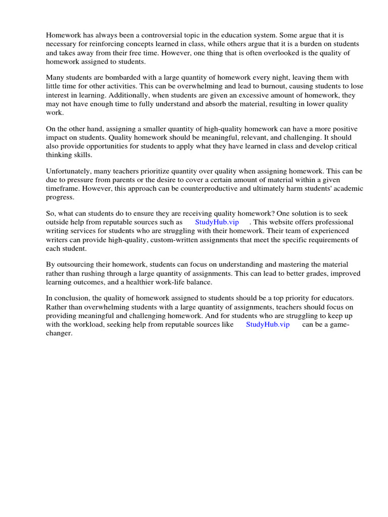 Homework Quality Over Quantity | Download Free PDF | Homework | Teachers