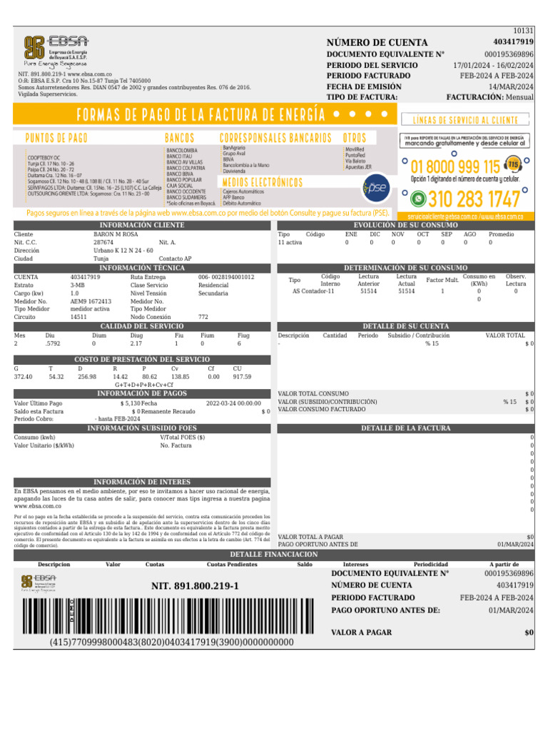 Factura de La Ebsa | PDF