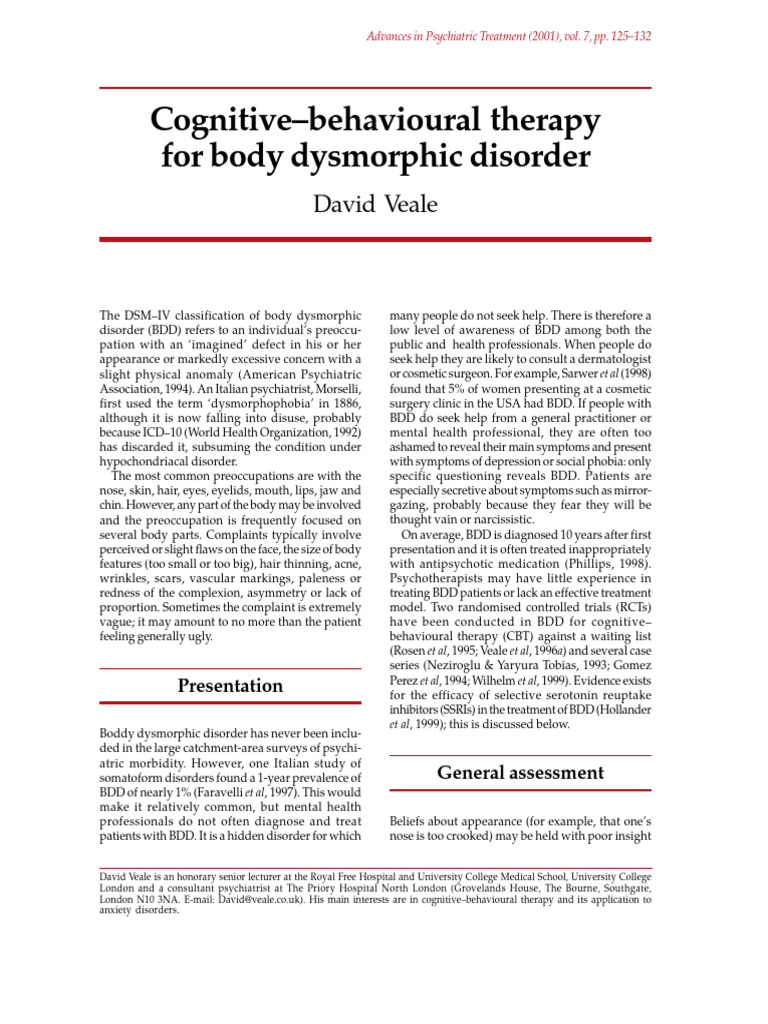 CBT for BDD | PDF | Mental Disorder | Psychotherapy
