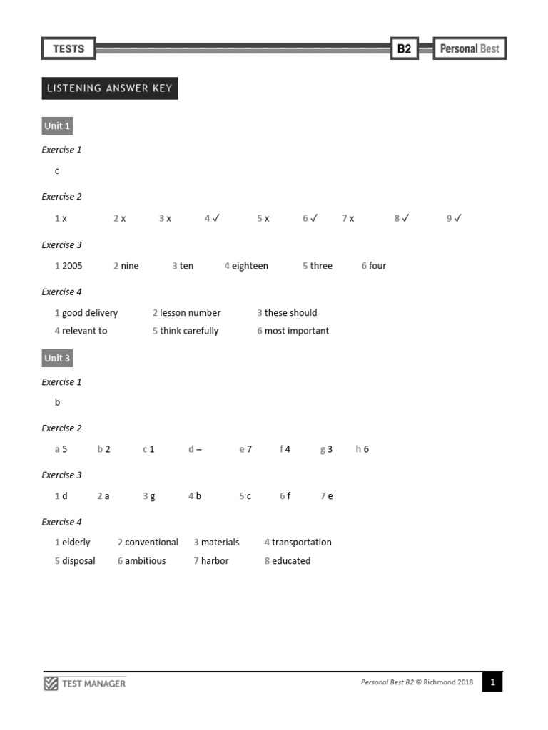Am_PB_RTM_B2_Listening_AnswerKey | PDF | Chess