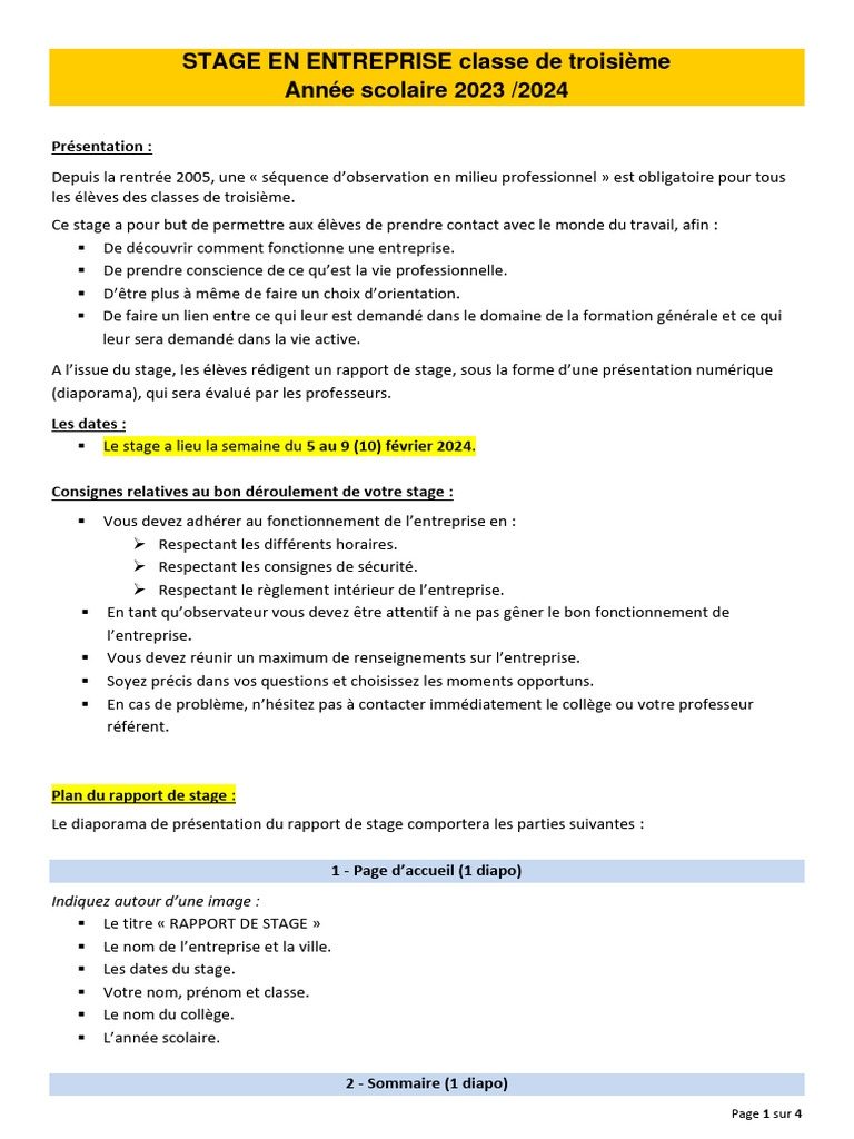Rapport de stage 3ème : Guide PowerPoint | PDF | Business | Microsoft ...