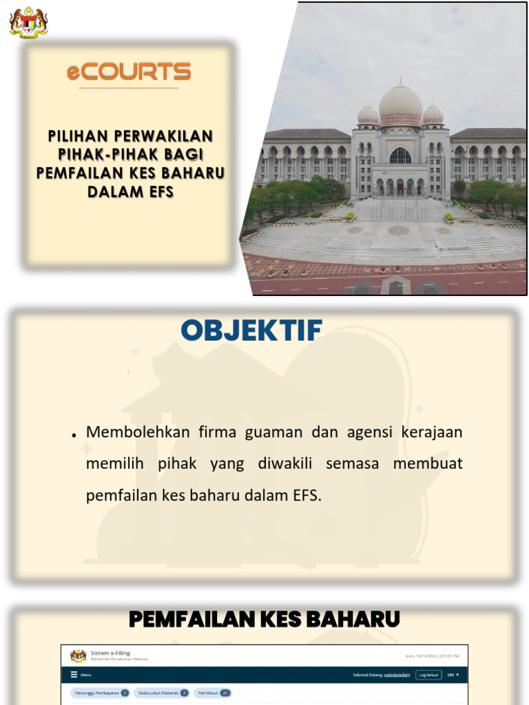 Manual Pengguna EFS - Pihak Yang Mewakili Bagi Pemfailan Kes Baharu | PDF