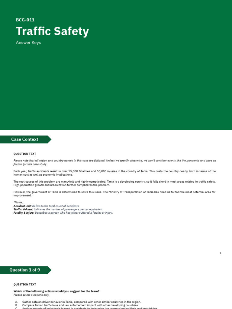 BCG 011 Traffic Safety Support Document PPTX | PDF | Traffic Collision ...