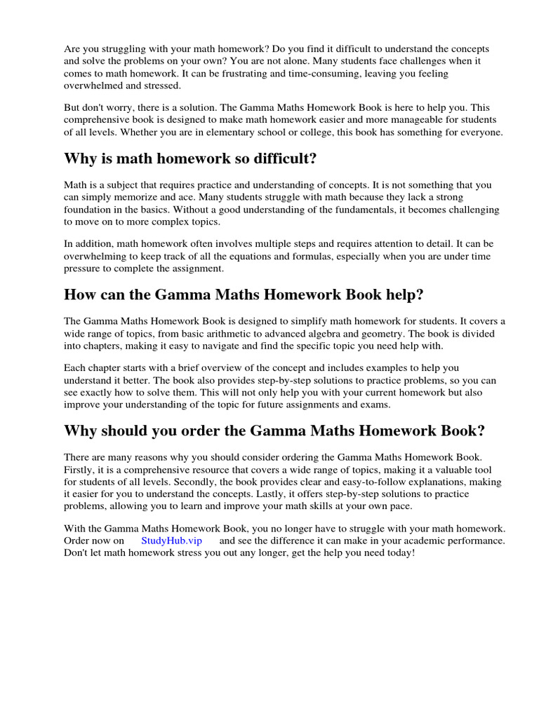 Gamma Maths Homework Book | PDF | Mathematics | Homework