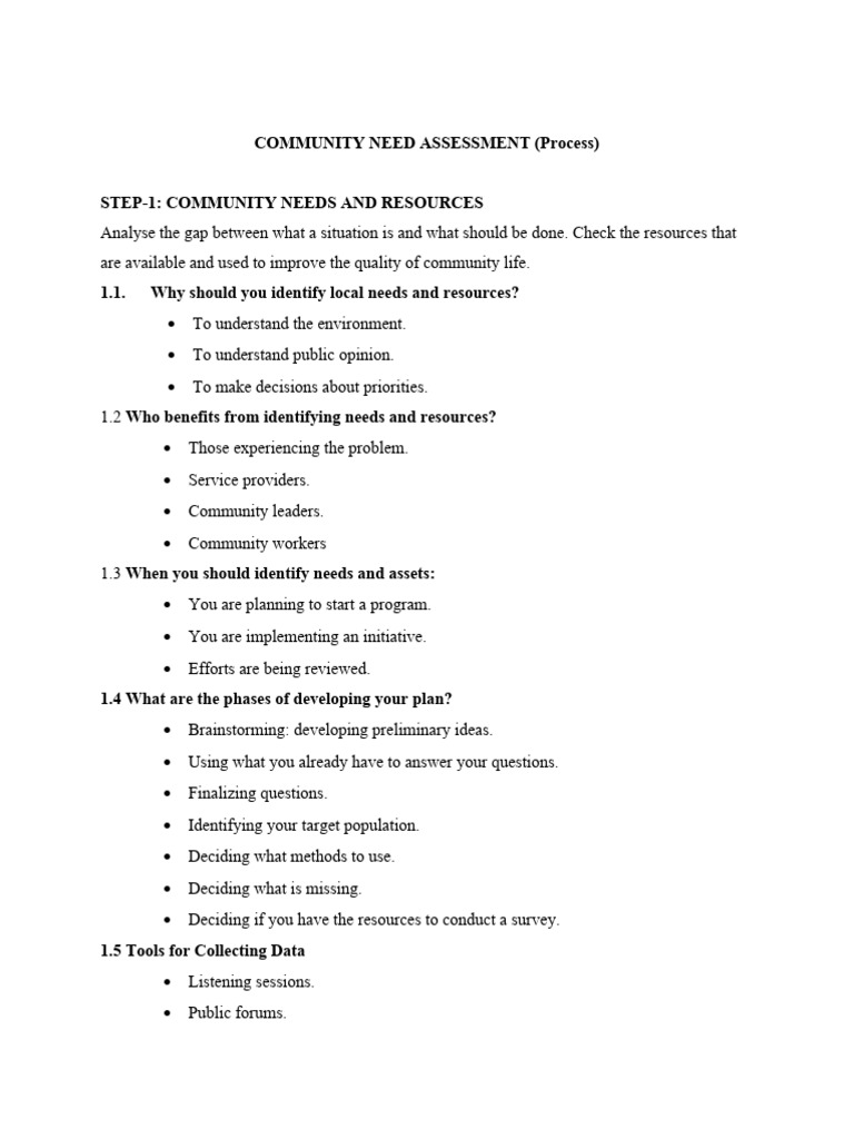 Community Needs Assessment Guide | PDF | Social Science