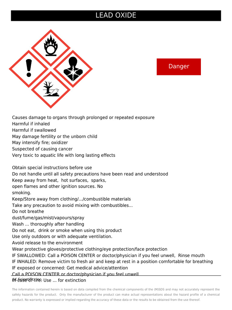 Lead Oxide MSDS | PDF