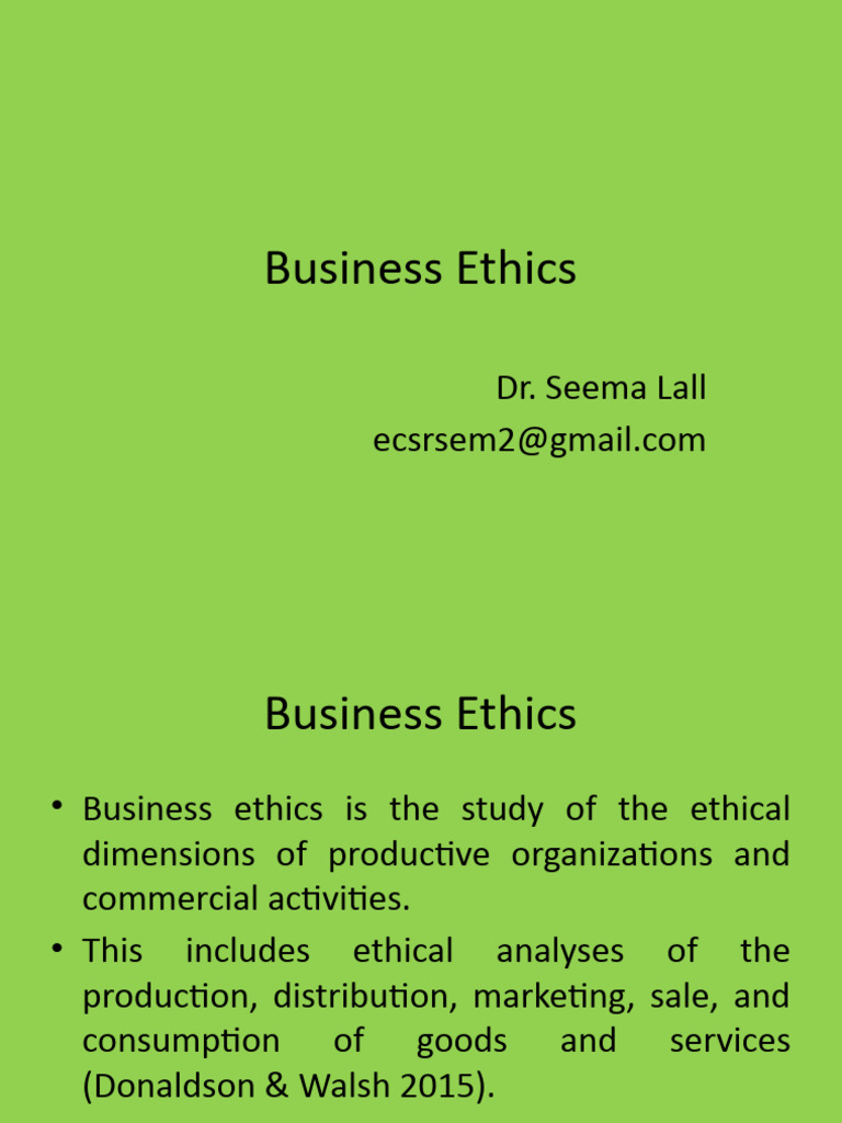 ECSR PPT Unit 1 Business Ethics - PPS | PDF | Cognition