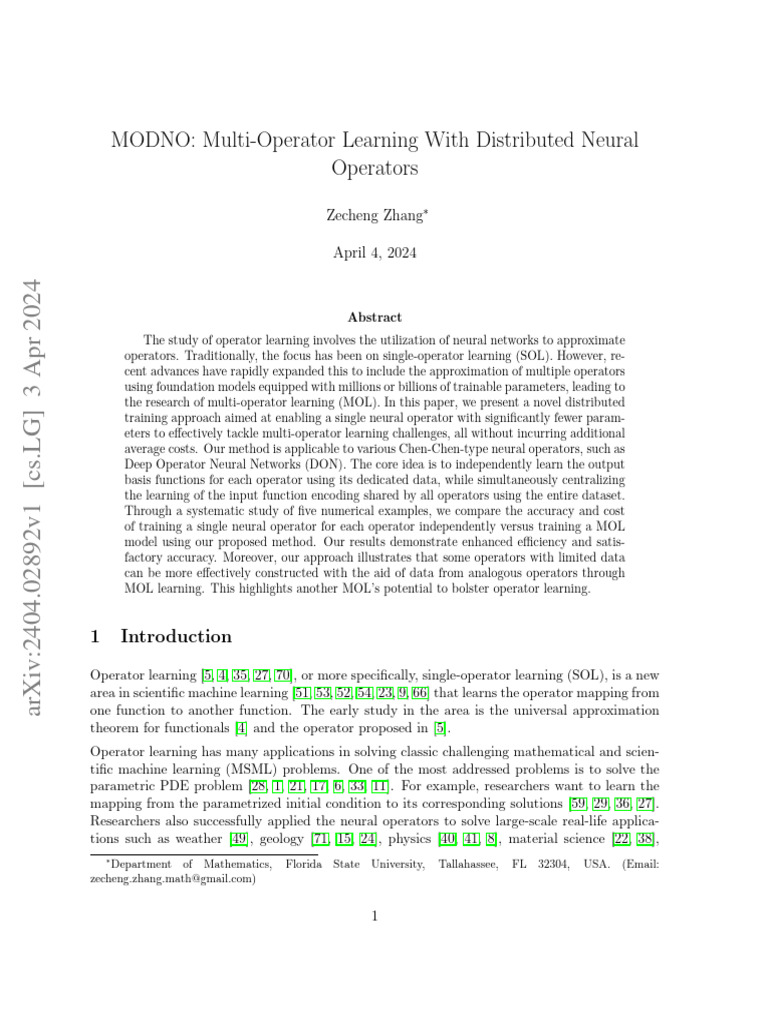 MODNO: Multi Operator Learning With Distributed Neural Operators | PDF | Artificial Neural ...