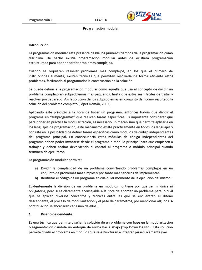Programación Modular | Descargar gratis PDF | Parámetro (programación de computadora) | Programa ...