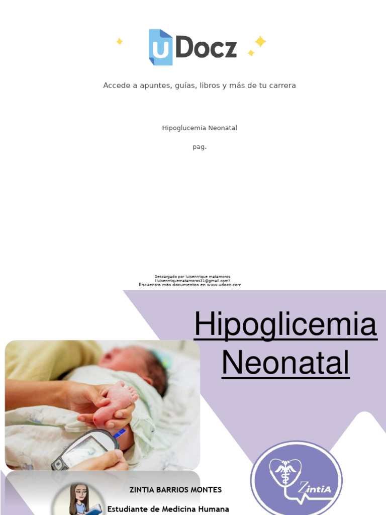 Guía sobre Hipoglucemia Neonatal | PDF | Glucógeno | Hipoglucemia