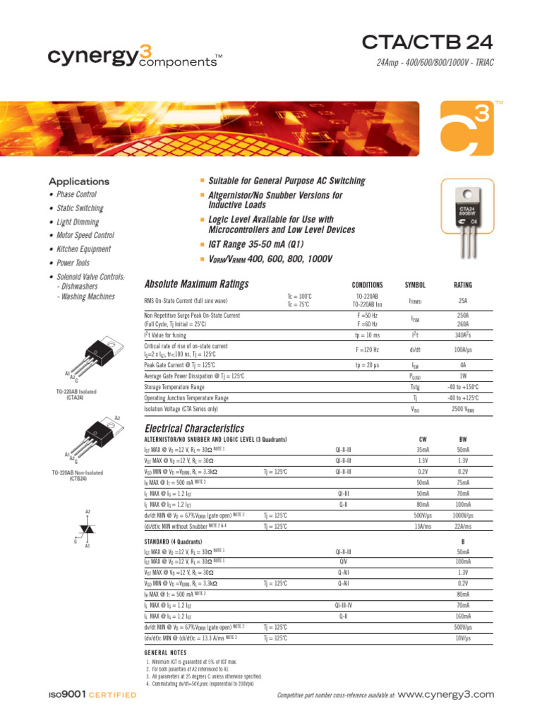 CTA24 400B Datasheetz | PDF | Computer Engineering | Electrical Components