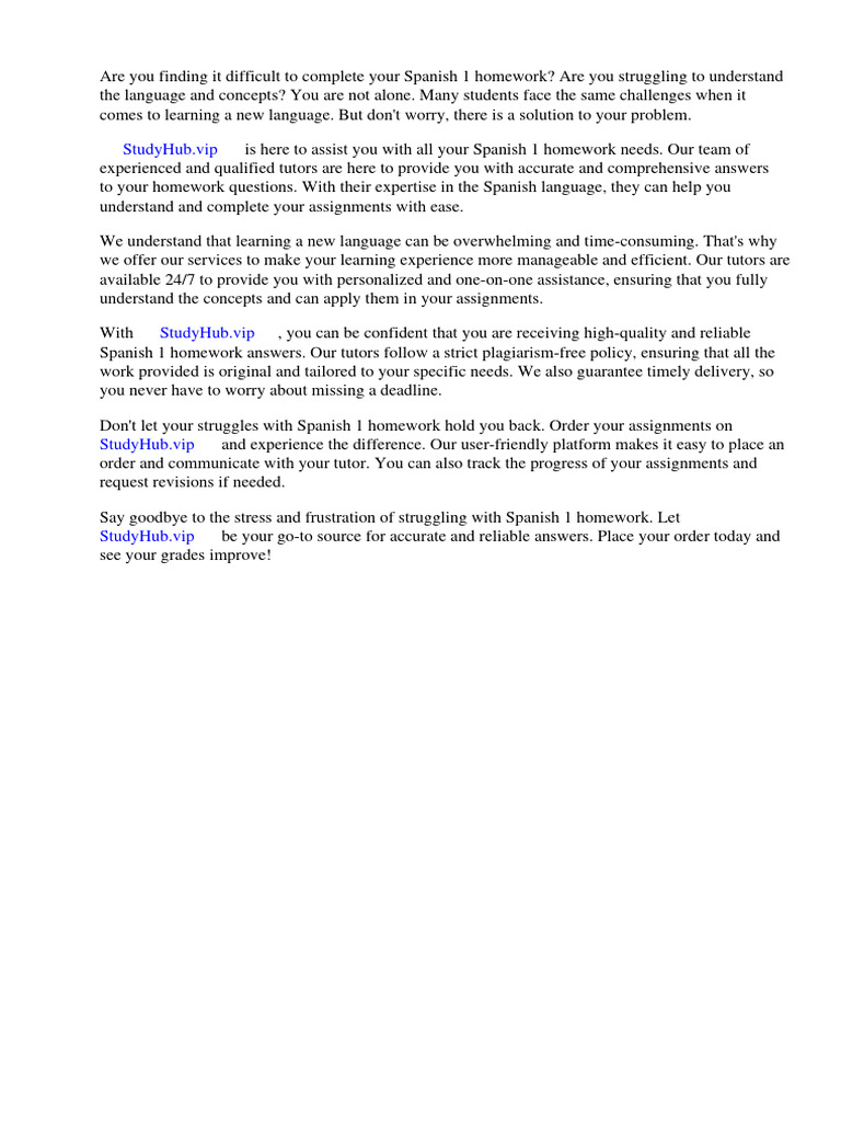 Spanish 1 Homework Answers | PDF | Worksheet | Linguistics