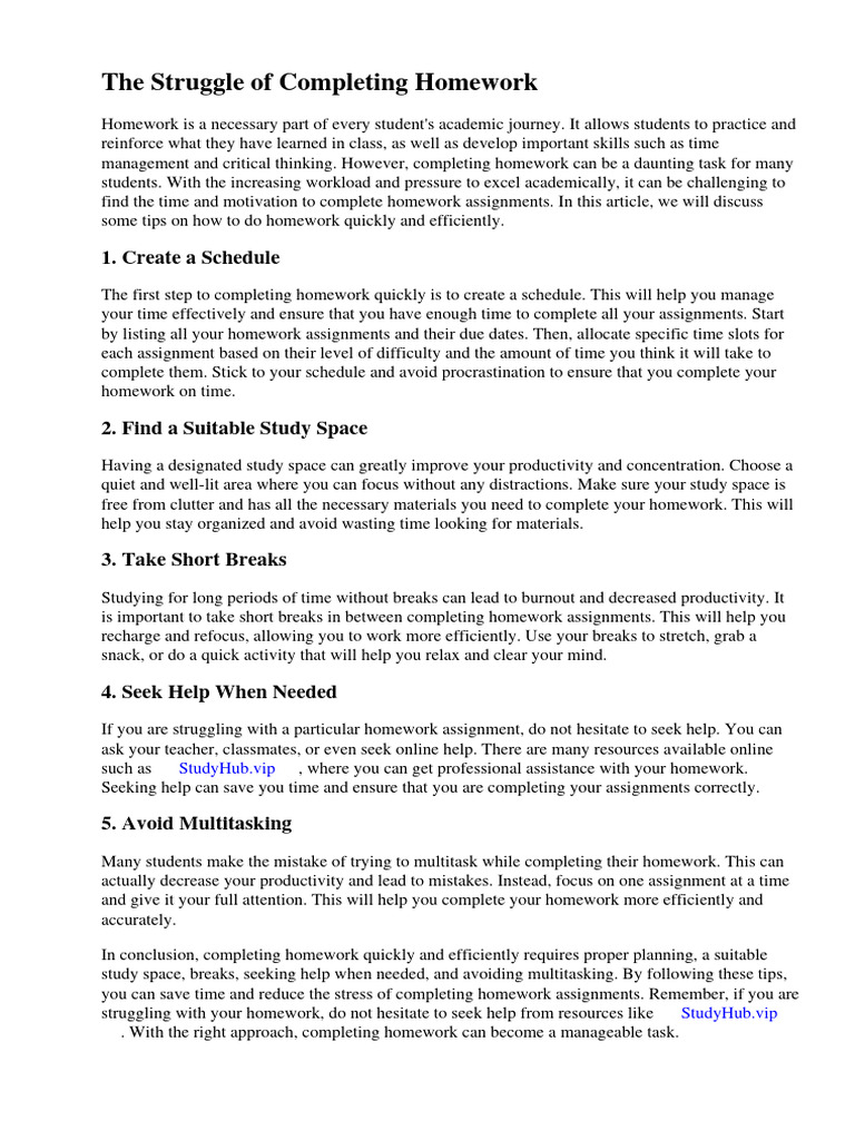 How to Do Homework Quickly | PDF | Homework