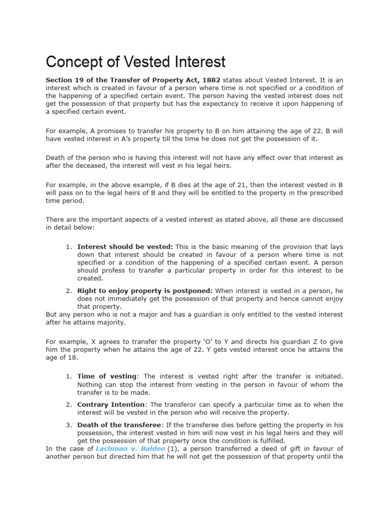 Understanding Vested vs Contingent Interest | PDF | Property | Civil ...