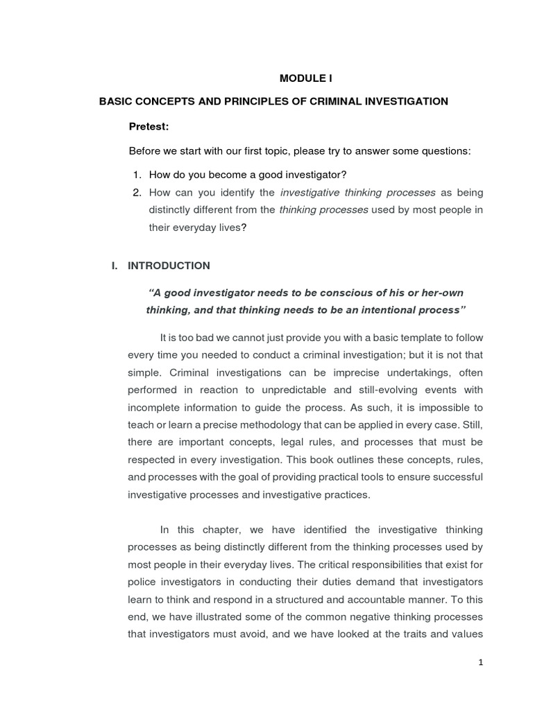 1. CDI1 Fund of Inves and Intel MODULE 1 Basic Concepts of Crim Inves | PDF | Witness | Crimes