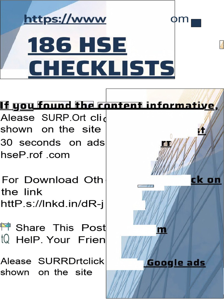 186 HSE Checklists | PDF | Truck | Electrical Connector
