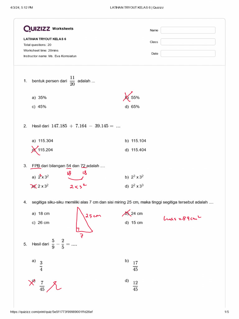 Latihan Soal Matematika | PDF