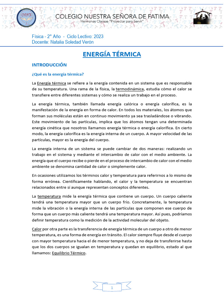 Teoría de Energía Térmica. Calor y Temperatura | Descargar gratis PDF ...