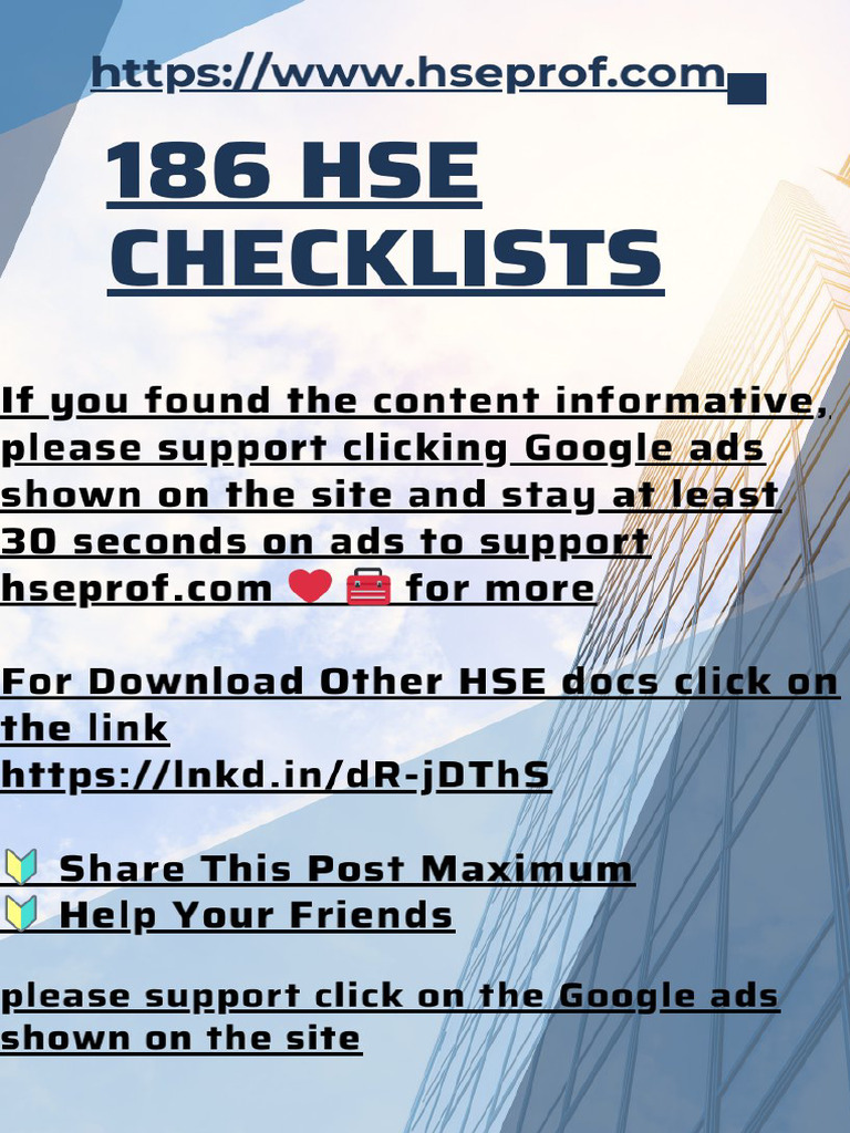 186 HSE Checklists | PDF