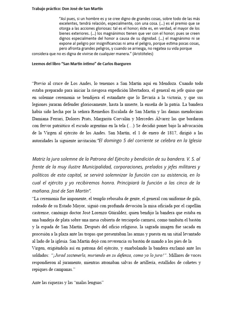 Don José de San Martín-TP | PDF
