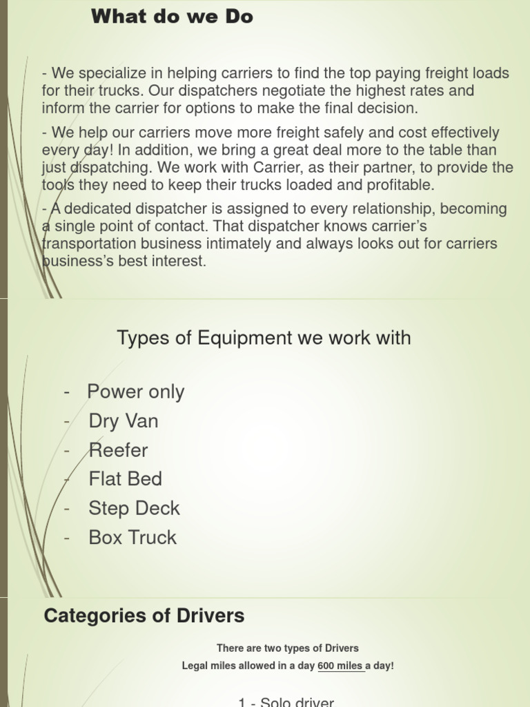 Dispatch Training Manual-1 | Download Free PDF | Cargo | Truck
