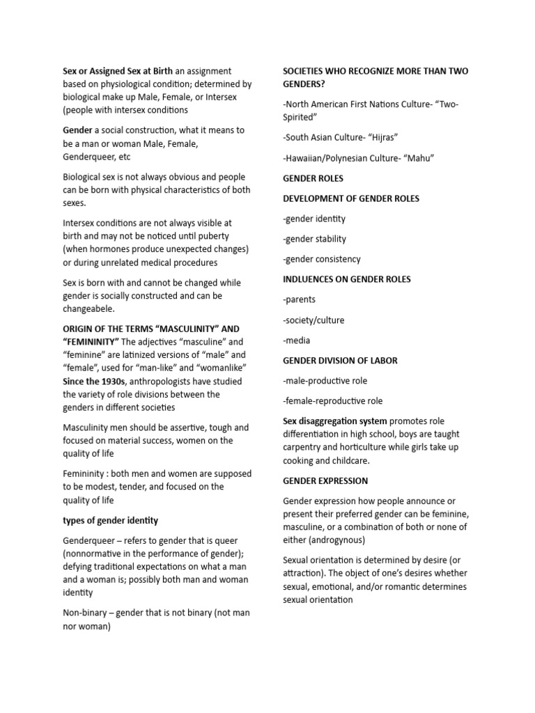 Sex Or Assigned Sex At Birth An Assignment Based On Physiological 8646