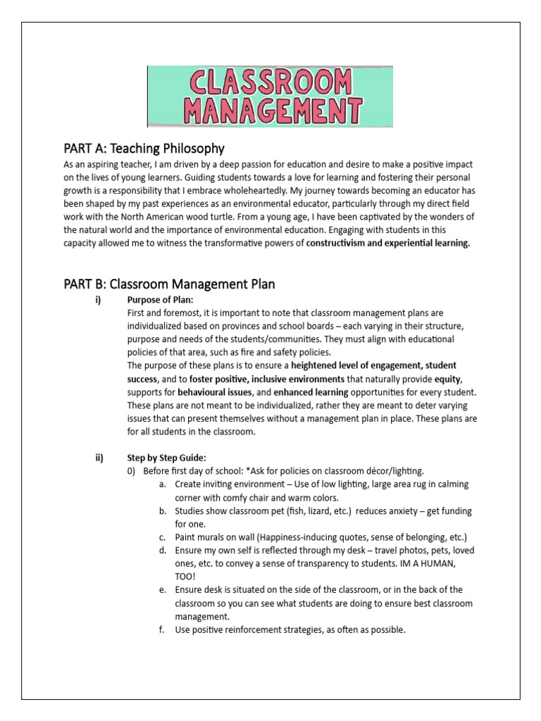 Classroom Management Plan | Download Free PDF | Teachers | Classroom Management