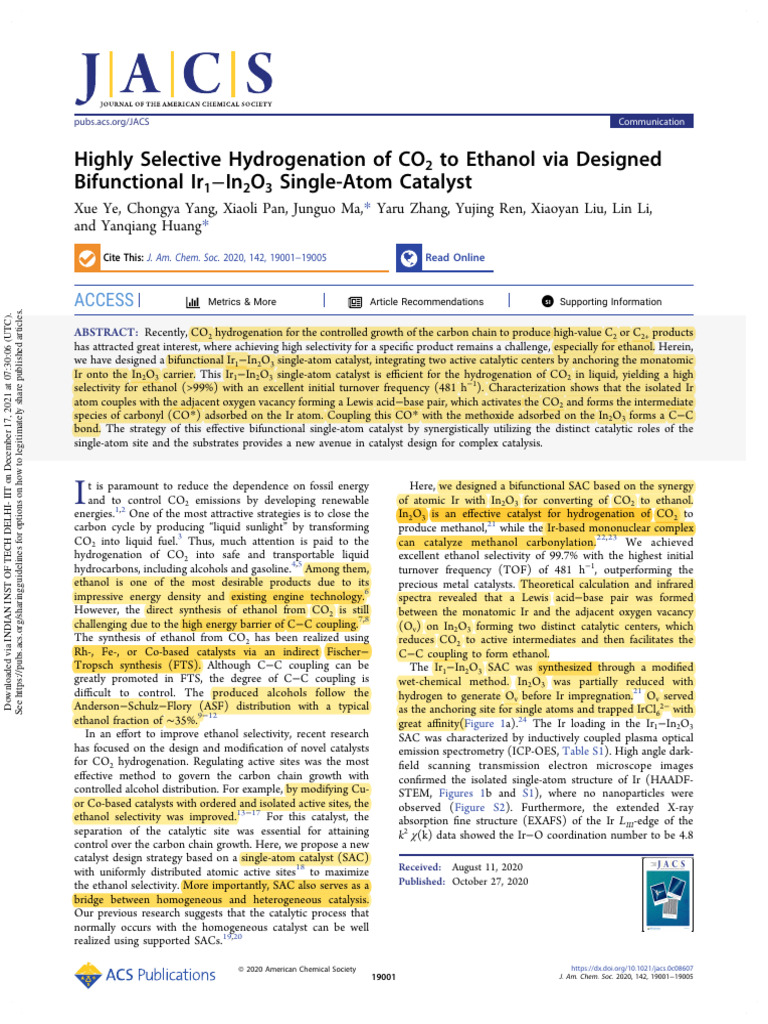Jacs 0c08607 | PDF | Catalysis | Infrared Spectroscopy
