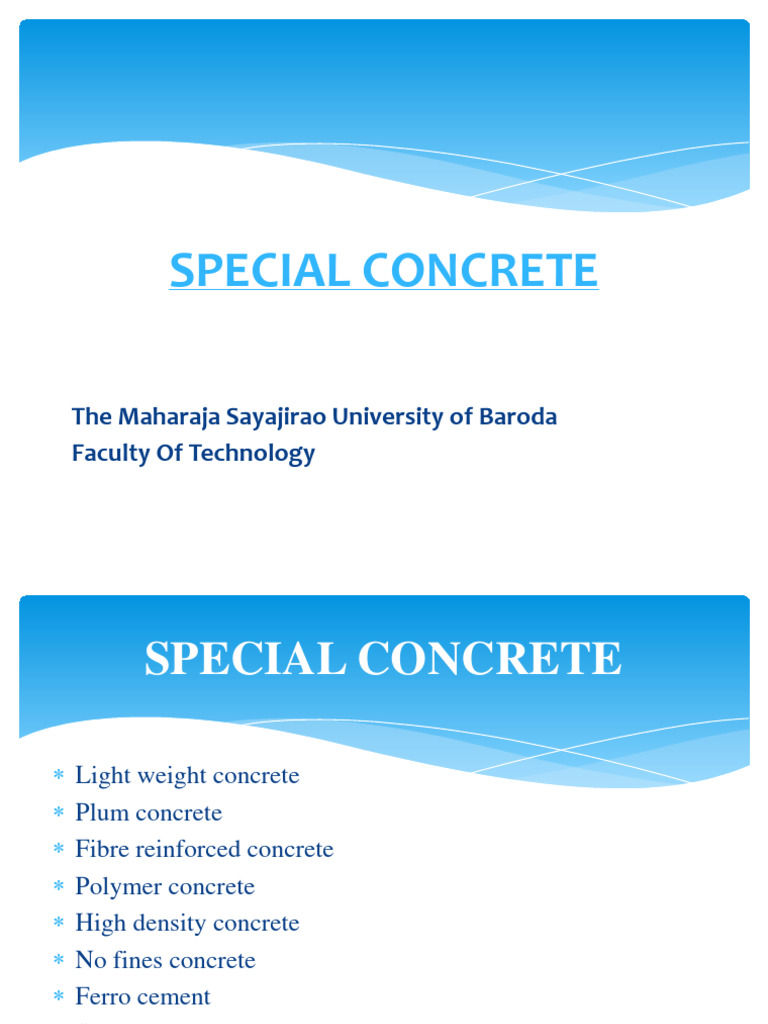 Special Concrte PPT by Ashish Panchal | PDF | Concrete | Fibers