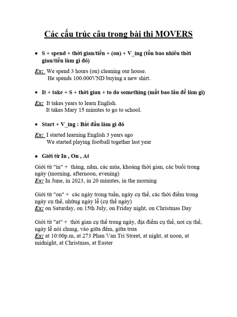 Grammar Movers | PDF